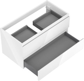 Mexen Orio, koupelnová skříňka 90 cm, 2 zásuvky, bílá lesklá, 91A10-09047-2-BFF00