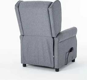 TV křeslo ušák STILO PLUS s elektrickým polohováním — látka, šedá, nosnost 130 kg