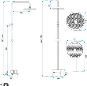 Rea Marco, sprchový set s vanovou výlevkou, zlatá matná, REA-P8548