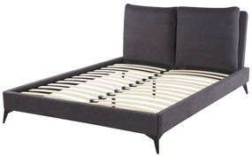 Sametová postel 140 x 200 cm tmavě šedá MELLE Beliani
