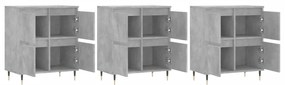 Příborníky 3 ks betonově šedé kompozitní dřevo,  3190193