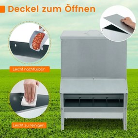 Costway Pozinkované krmítko pro kuřata s kapacitou 22 kg Nástěnné automatické