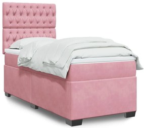 Box spring postel s matrací růžová 80 x 200 cm samet 3290773
