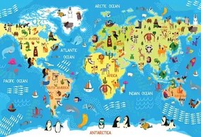 INTERDRUK Puzzle se samolepkami Mapa světa / 250 dílků / rozměr 48 × 3