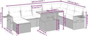 9dílná zahradní sedací souprava s poduškami černá polyratan 3275737