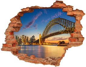 Wallmuralia Díra 3D ve zdi nálepka Panorama Sydney 90x70 cm