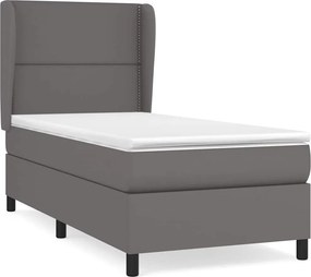 Box spring postel s matrací šedá 100x200 cm umělá kůže 3128959