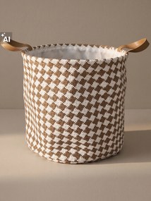 Sinsay - Úložný koš s geometrickým vzorem a úchyty - hnědá