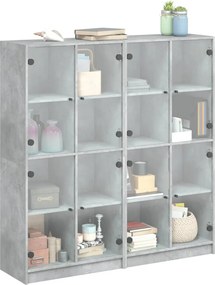 Knihovna s dvířky betonově šedá 136x37x142 cm kompozitní dřevo 3206520
