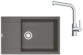 Franke - Kuchyňský set G261ŠK, fragranitový dřez MRG 611-78 BB a baterie FS 3230.031, šedý kámen/chrom 114.0700.728