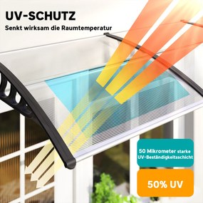 Outsunny Plachta Křídla pro Přední Dveře 303 x 96 x 27 cm s Ochrannou proti UV, Ochrana proti dešti, Slunečník pro Venkovní Použití, Hliník Černý