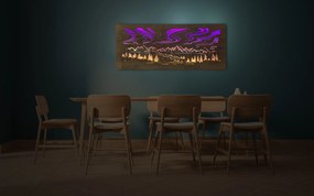 Li-Go "Polární záře" světelný RGBW obraz 230V 120x50 cm provedení povrchu: dub světlý
