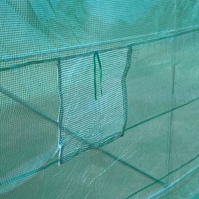 Zahradní skleník Outsunny 4x2x2 m - Tunelový skleník se 6 rolovacími okny a zipovým vchodem, proti UV záření, ideální pro terasu a zahradu