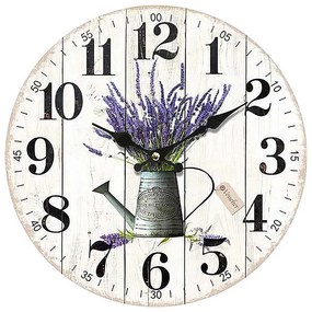 Autronic Nástěnné dřevěné hodiny Lavender, 34 cm