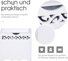 HOMCOM Dřevěný Koupelnový Skříňka, Úložná Skříň pro Ložnici, Obývací Pokoj, 55L x 34Š x 58V cm, Bílá