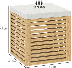 HOMCOM úložný truhla do ložnice 54,7L čalouněný úložný ottoman z umělé lněné látky s polstrováním a rámem z bambusu pro předsíň a obývací pokoj 40x40…