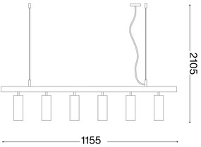 Ideal Lux - LED Lustr na lanku DYNAMITE 6xGU10/7W/230V černá