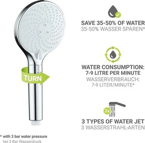 Plastová sprchová hlavice v leskle stříbrné barvě ø 12 cm Water Saving – Wenko