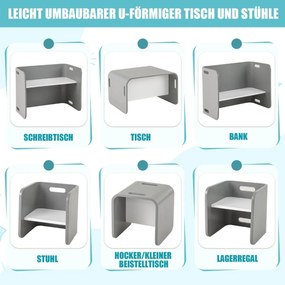 Costway 3 kusový dětský stůl sada židlí dětská sedací skupina dřevěný dětský