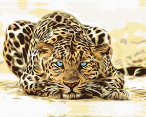 Diamantové malování diamondi - číhající leopard, 40x50 cm, bez rámu a bez vypnutí plátna