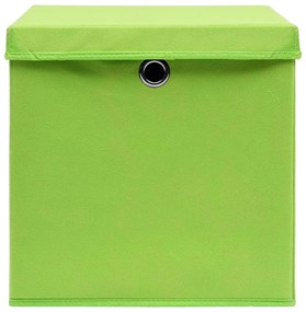 Úložné boxy s víky 10 ks zelené 32 x 32 x 32 cm textil - Default Title
