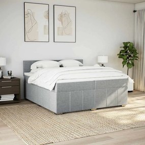 Box spring postel s matrací světle šedá 200 x 200 cm textil 3287175