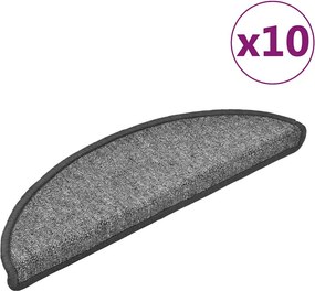 Schodové rohože 10 ks 56 x 17 x 3 cm tmavě šedé, půlkulaté 149737