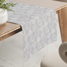 Biante Dekorační běhoun na stůl PML-071 Srdce s ornamenty na šedém 20x120 cm
