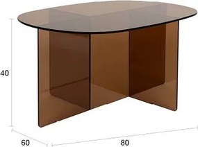 Hnědý skleněný konferenční stolek 60x80 cm Linea – Zuiver