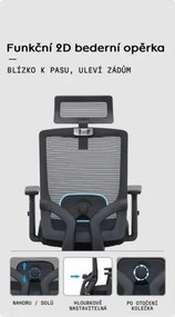 Kancelářská ergonomická židle Neoseat GRANDINI — síť / látka, černá, nosnost 150 kg