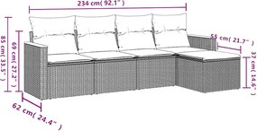 5dílná zahradní sedací souprava s poduškami béžová polyratan 3225918