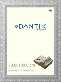 DANTIK rámeček 70x100 | ROKOKO bílá lesklá (Plexi Čiré)