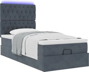 Osmanský rám postele s matracemi tmavě šedá 90x200cm samet 3314367