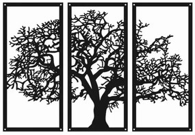 Walenty Kovová nástěnná dekorace Triptych strom různé rozměry, různé barvy Barva: Antracit, Rozměr: 100x67cm