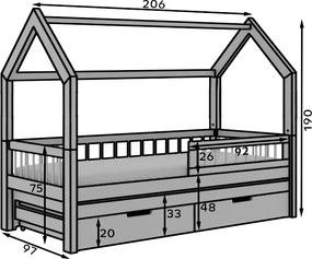 ADRK Furniture Postel Domek Artes II s matrací