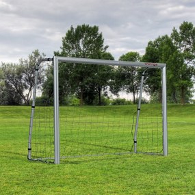 SPORTNOW HOMCOM Fotbalová branka s PE sítí, fotbalová branka pro děti i dospělé, 240 x 85 x 160 cm, ocel, PE, na zahradu, na fotbalový trénink, šedá