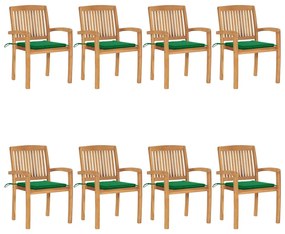 Stohovatelné zahradní židle s poduškami 8 ks masivní teak 3073245