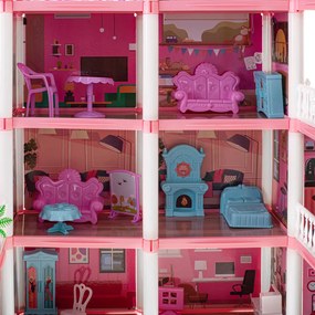 Creative Corner Domeček pro panenky růžová DIY 4 úrovně nábytku