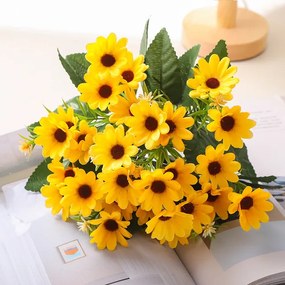Umělá květina 15 ks - sedmikrásky Barva: Žlutá