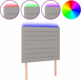 Čelo postele s LED světle šedé 100x5x118/128 cm textil 3122554
