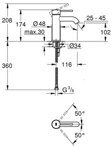 GROHE 23590A01 - Umyvadlová baterie ESSENCE DN 15 velikost S grafit