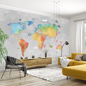 Fototapeta - Barevná mapa světa (245x170 cm)