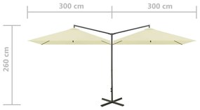 vidaXL Marketos Dvojitý zahradní slunečník s ocelovou tyčí pískový 600 x 300 cm