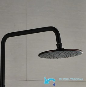 Nástěnný sprchový systém EYN NTC79887 s LED osvětlením a více druhy proudu, matná černá