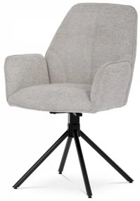 Jídelní židle krémová s područkami, otočný mechanismus 180°, nohy černý kov HC-522 CRM2