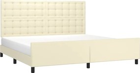 Rám postele s čelem krémový 200x200 cm umělá kůže 3125593