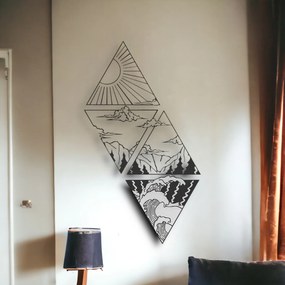 Příroda v trojúhelníku 3 - kovový obraz na zeď Velikost: 200cm, Barva: Black