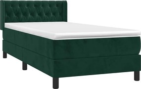 Box spring postel s matrací tmavě zelená 100x200 cm samet 3131126