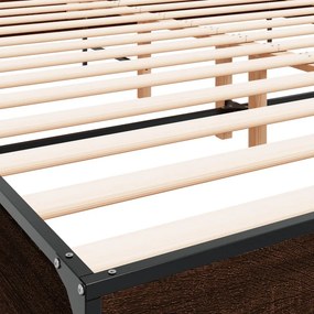 Rám postele hnědý dub 200 x 200 cm kompozitní dřevo a kov 3280021