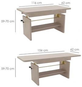 Konferenční stolek JANEK 2v1 | rozkládací 116-156 cm | santana světlá